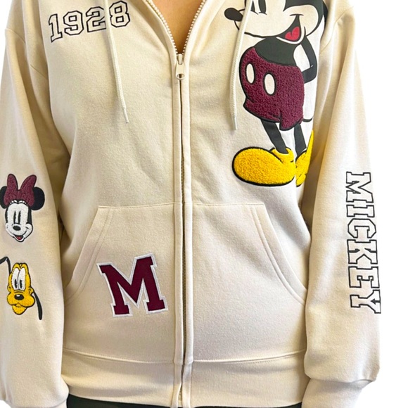 Disney | Tops | Disney Mickey Mouse Hoodie Xxl Beige | Poshmark